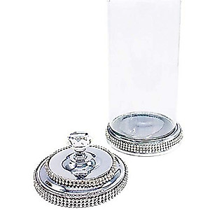 Shining Decorative Crystal Terrarium Clear Glass 500ml Wedding Decoration / Candy Serving / Bathroom Storage Organizer Apothecary Canister Jar for Cotton Balls, Swabs, Makeup Sponges, Cosmetic Pads