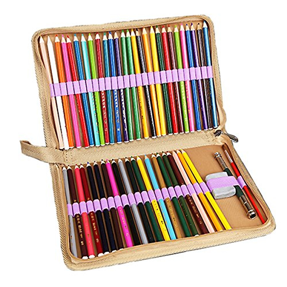 Gullor Fashion Fold Canvas Pencil Case, Black, 36 Holes