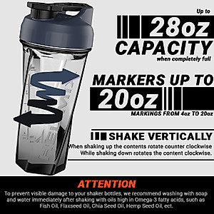 HELIMIX 2.0 Vortex Blender Shaker Bottle Holds upto 28oz | No Blending Ball or Whisk | USA Made | Portable Pre Workout Whey Protein Drink Shaker Cup | Mixes Cocktails Smoothies Shakes | Top Rack Safe
