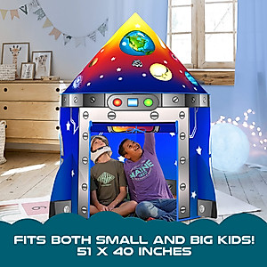 Rocket Ship Play Tent for Kids | Spaceship Toys and Forts for Boys and Girls | Imaginative Indoor and Active Outdoor Play, Games & Gifts
