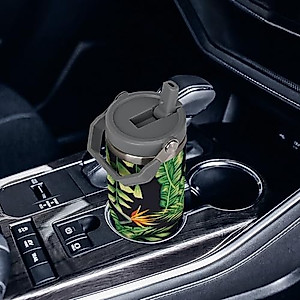 GemGam Stainless Steel Tumbler with Lid And Straw 30 Oz Top Handle Palm Tree Colorful Flower Leakproof Vacuum Insulated Water Bottle for Car Travel Exotic Plant