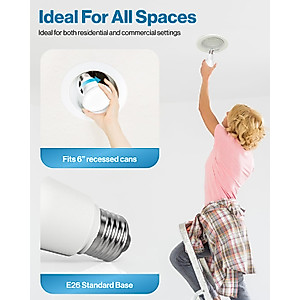 Sunco Lighting - 10 Pack BR40 Light Bulbs, LED Indoor Flood Light, Dimmable, CRI94 5000K Daylight, 100W Equivalent 17W, 1400 Lumens, E26 Base, Indoor Home Recessed Can Lights, High Lumens - UL