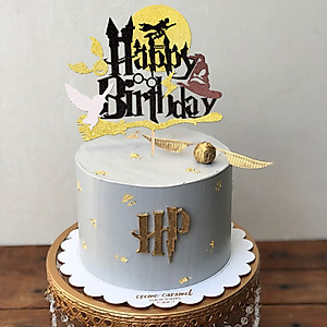 1 PCS Happy Birthday Magical Wizard Cake Topper Glitter Birthday Cake Pick for Wizard Theme Baby Shower Kids Boys Girls Birthday Party Cake Decorations Supplies