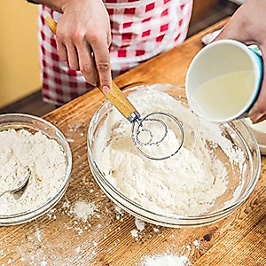 FUANRTK Danish Dough Whisk Bread Mixer，2 Pack Premium Stainless Steel Dutch Whisk With a Dough Scraper for Bread, Pastry or Pizza Dough - Perfect Baking