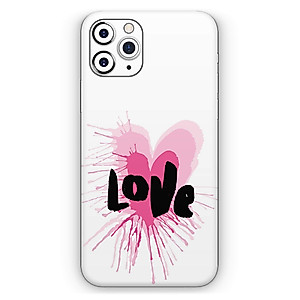 Design Skinz Splattered Pink Love - DesignSkinz Protective Vinyl Decal Wrap Skin Cover Compatible with The Apple iPhone 12 Pro (Full-Body, Screen Trim & Back Glass Skin)