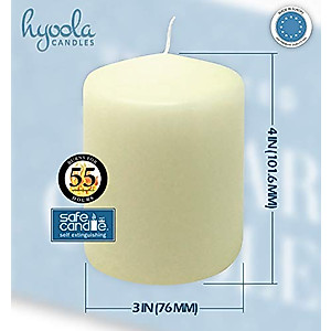 Hyoola Ivory Pillar Candles 3x4 Inch - Unscented Pillar Candles - 6-Pack - European Made