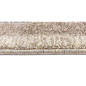 Unique Loom Salzburg Collection Area Rug - Gneis (5' Square, Cream/ Light Blue)