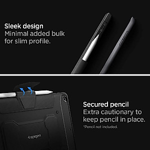 Spigen Rugged Armor Pro Designed for iPad 10.2 Case, iPad 9th Generation Case (2021) / iPad 8th Generation Case (2020) / iPad 7th Generation Case (2019) with Pencil Holder - Black