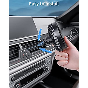 TriPole Car Fan, USB Powered Fan for Car Cooling Strong Airflow 3 Speed Car Vent Fan with Clip 360°Adjustable Vehicle Fan Portable Fan for Car Truck SUV RV Auto, Black