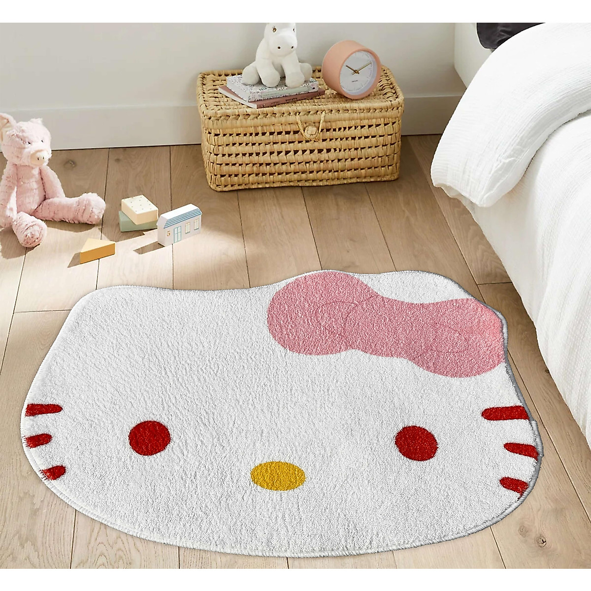 Kawaii Cat Rug Cartoon Anime Area Rug Cute White Cat Face Carpet Modern Aesthetic Soft Carpet for Living Room Bedroom Entryway Home Decor Mat 20 x 24 inch