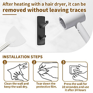 Self Adhesive Wall Hooks for Hanging: Stick-On Hooks Hold 13 LB, Black Coat Hook,Towel Hooks For Bathrooms,Shower Hooks for Wall,Door Hooks Hanging Towel, Kitchen Hook,Metal hooks for hanging,4 Pack