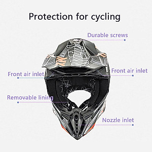 Adults Motocross Helmet Downhill Dirt Bike Motorcycle Helmet DOT/ECE Approved Perfect for Off-Road Mountain Motorcycle, Dirt Bikes, ATV, MTB, Four Wheeler and Racing Full Face Helmet-S-Large