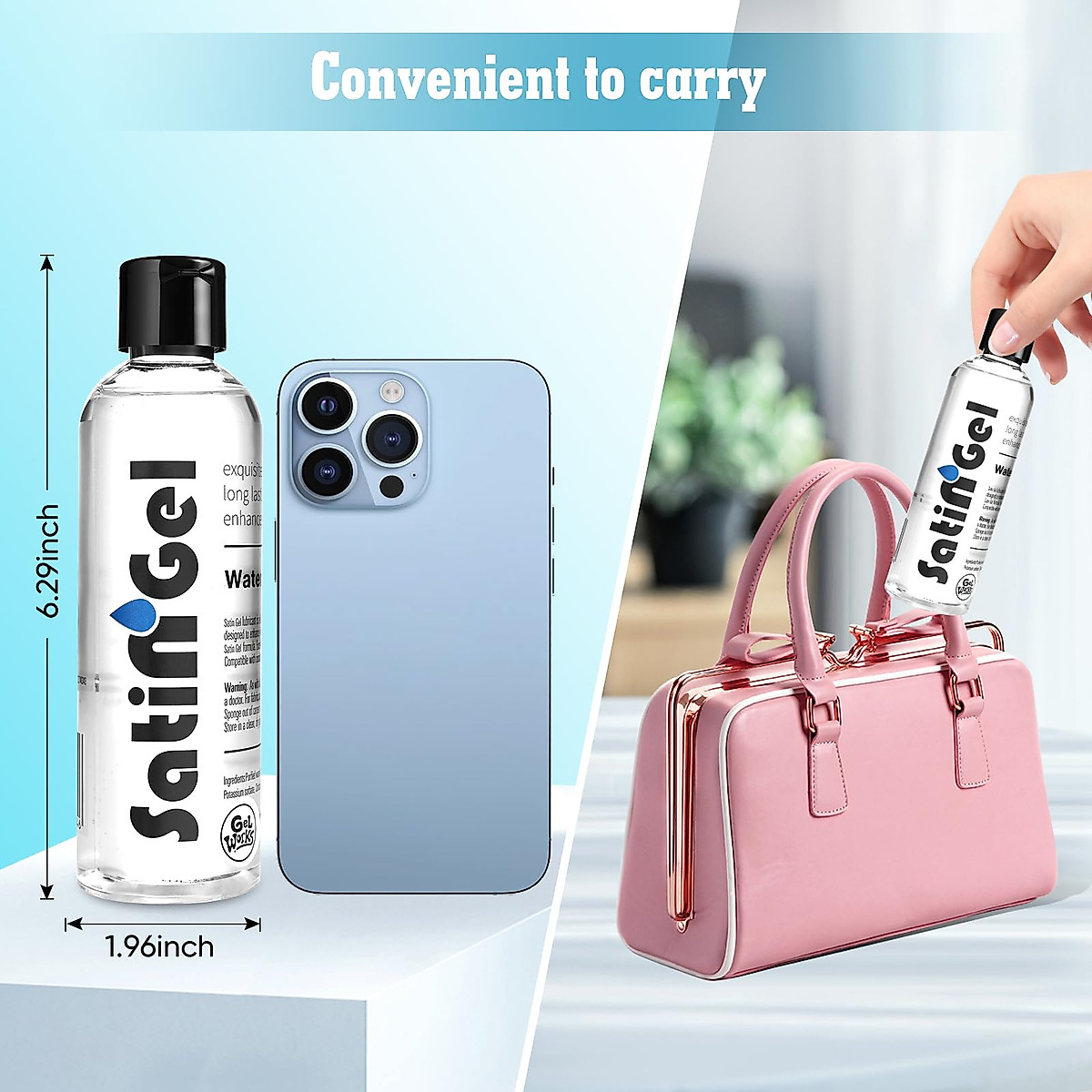 SATIN GEL Water-Based Personal Lube, Sex Lubricant, Lube for Men, Women and Couples, Plant-derived Lubricant, Toy & Condom Compatible 2 Pack