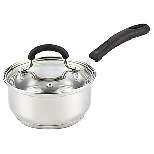 Cook N Home Professional Stainless Steel Saucepan with Lid, 1 Quarts, Silver