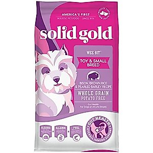 Solid Gold Small Breed Dog Food - Wee Bit Whole Grain Made with Real Bison, Brown Rice, and Pearled Barley - High Fiber, Probiotic, Natural Dry Dog Food for Small Dogs with Sensitive Stomachs