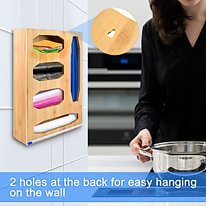 WXJ13 Ziplock Bag Organizer Wrap Dispenser - Kitchen Foil and Plastic Wrap Organizer, Aluminum foil Dispenser with Cutter Labels,Suitable Gallon, Quart Slider, Sandwich and Snack Bags