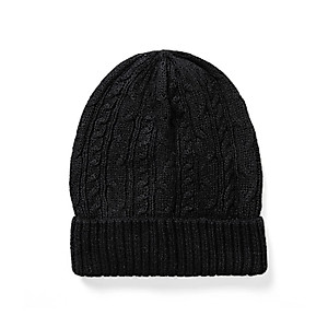 Villand 3 in 1 Womens Wool Hat Gloves & Scarf Winter Set, 3 Piece Cable Knitted Beanie Hat for Women with Gift Box, Black