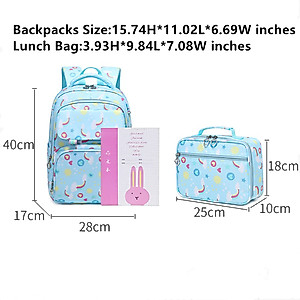 Rainbow Backpack Set with Lunch Bag Bookbag for Girls 2pcs SchoolBag for Preschool Kindergarten Toddler Kids School Backpack