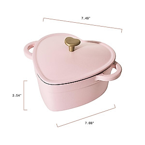 Beautiful 2-Quart Cast Iron Heart Dutch Oven, Pink Champagne, Drew Barrymore