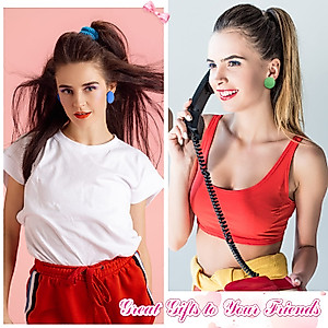 Epakh 20 Pairs Round Button Earrings Large Circle Acrylic Stud Earrings Disc Geometric Earrings Solid Color Retro Neon Button Earrings for Women