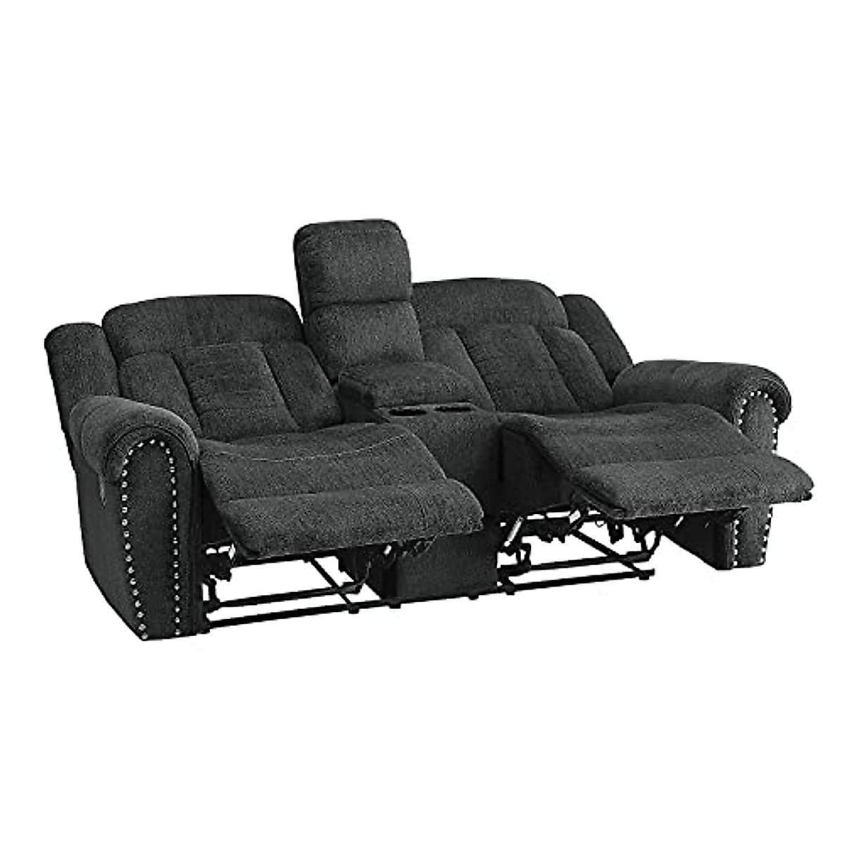 Lexicon Huddart Fabric Double Manual Reclining Loveseat, 79.5" W, Charcoal Gray