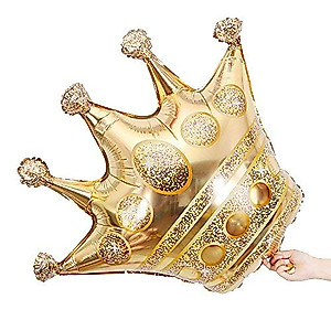 JANOU 6Pcs Gold Crown Balloons Foil Helium 30 Inch Crowns Balloons for Birthday Wedding Party Decoration
