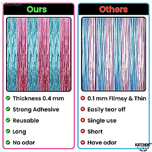 KatchOn, XtraLarge Pink and Blue Streamers - 8x3.2 Feet, Pack of 2 Gender Reveal Decorations | Baby Gender Reveal Backdrop Boy or Girl | Pink and Blue Backdrop for Pink and Blue Party Decorations