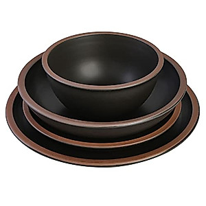 Gibson Elite Lagos Coupe Dinnerware Set, Service for 4 (16pcs), Black