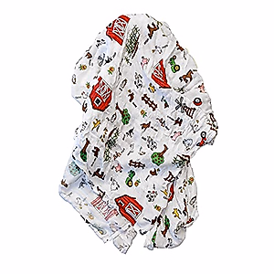 Imagine Baby Products Barnyard Jam Bamboo Swaddle Blanket | Premium Muslin-Weaved Bamboo Blanket | Luxuriously Soft Fabric with A Light Stretch for A More Secure Swaddle | Bamboo Baby Blanket