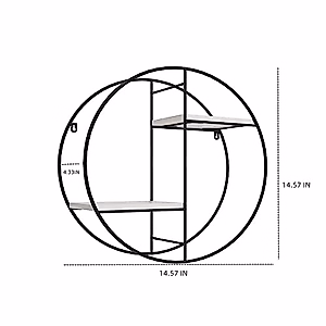AIJADESK Geometric Wall Shelf Circle Shelf Wall Decor, Unique Metal Woodartfloating Geometric Shelf Apply to Small Space Wall Shelves Wall Hanging Storage Wall Decoration.