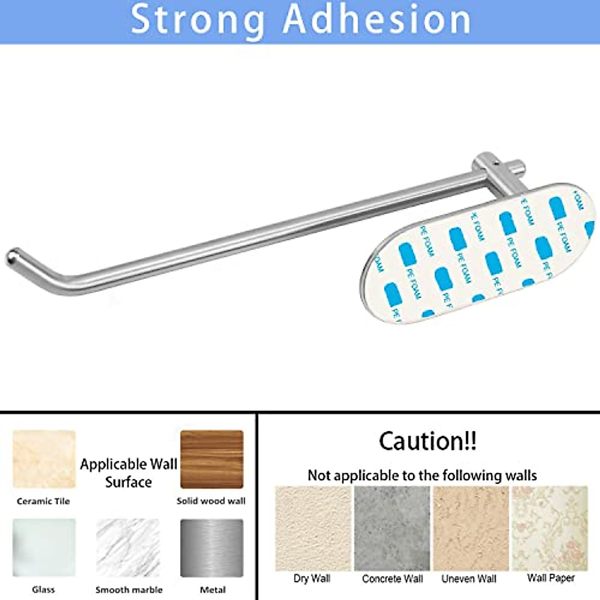 TocTen Hand Towel Holder/Towel Ring, No Drilling Stick on Wall Hand Towel Bar, SUS 304 Stainless Steel Hand Towel Rod, Strong Self Adhesive Hand Towel Rack/Hanger for Bathroom Kitchen (Brushed Nickel)