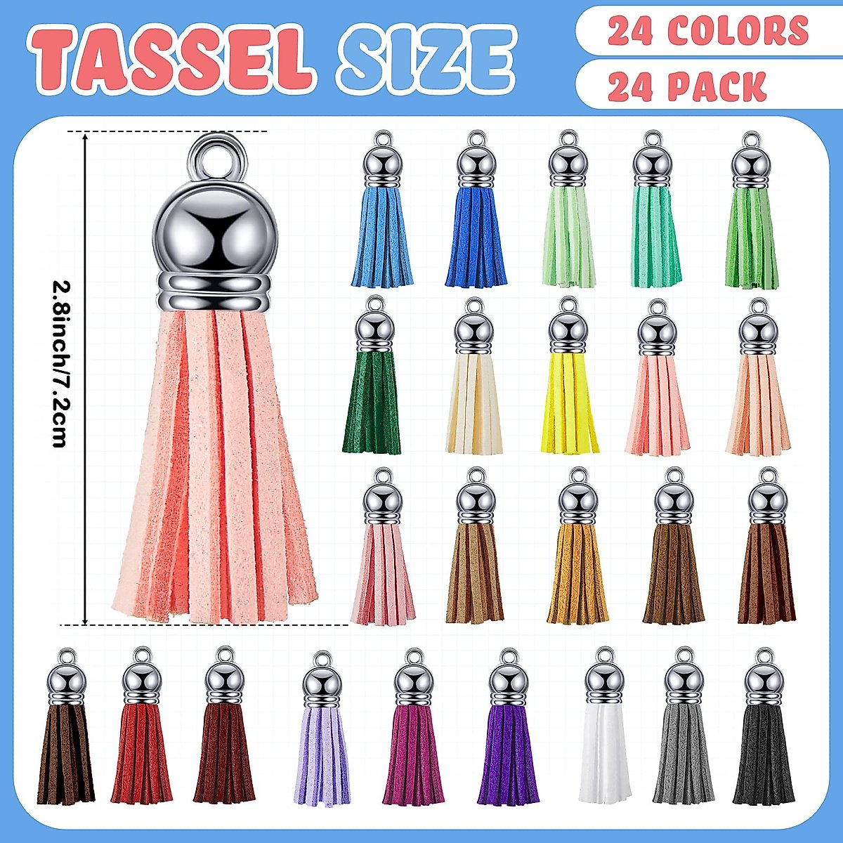 Henoyso 24 Set Acrylic Photo Frame Keychain with Tassels 2.2 x 1.57 inches Rectangle Acrylic Keychain Blanks Insert Picture Frame Keychain Clear Acrylic Blank Key Ring for DIY Crafting Projects