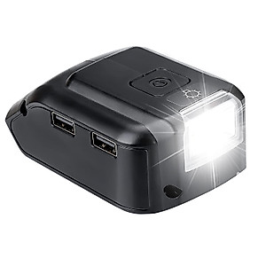 Battery Adapter for Dewalt 20v Battery USB Phone Charger, Led Work Light with Dual USB Charger and 12v DC Port,Power Source Supply for 14.4-20v Max Lithium-Ion Battery