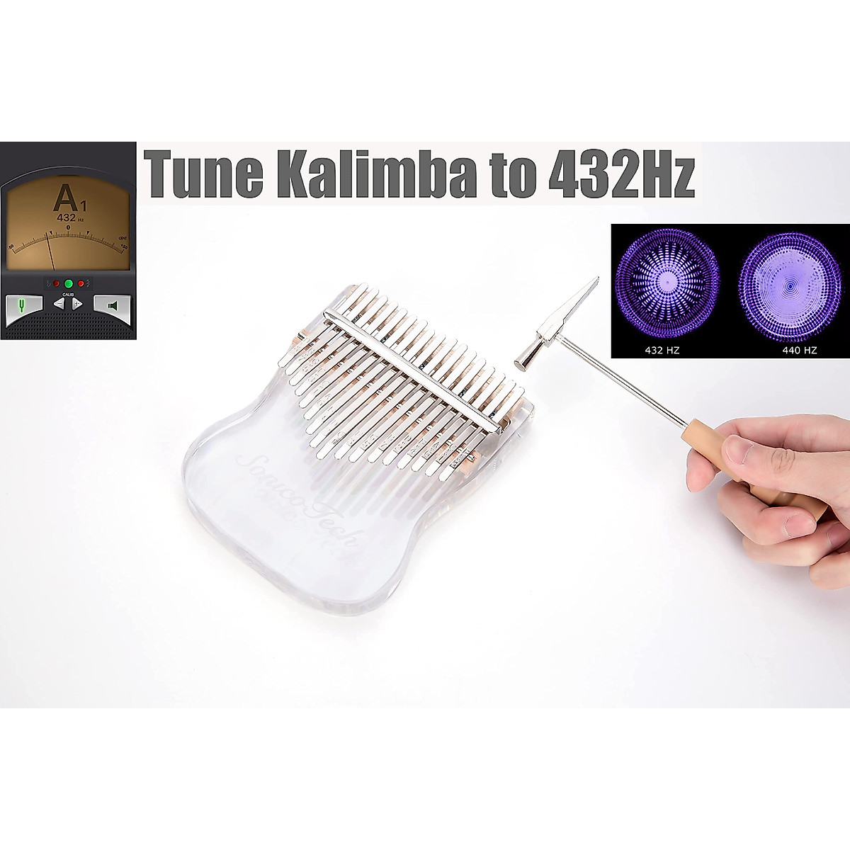 Kalimba Thumb Piano Rainbow Acrylic Kalimba Cute Kalimba 17 Keys Finger Piano Crystal Kalimba Hand Piano Marimba Instrument Sound Healing Instruments Meditation Instruments By SonicoTech (Rainbow)