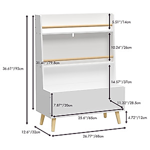 GOAWGO Kids Bookcase 3-Tier Book Shelf Organizer for Toys and Books, Children's Book Display Rack, Toy Storage Cabinet Organizer for Bedroom, Playroom, Hallway (White)