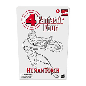 Marvel Hasbro Legends Series Fantastic Four Retro Human Torch 6-inch Action Figure Toy, Includes 5 Accessories