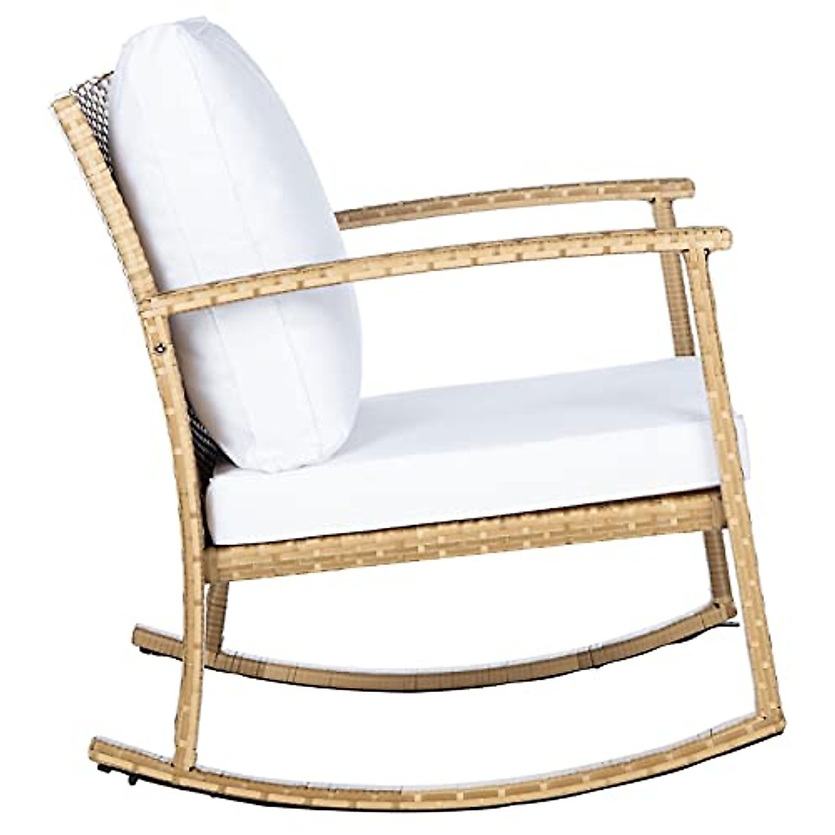 Safavieh Outdoor Collection Daire Natural/White Cushion Rocking Chair PAT7721D