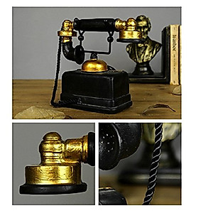 7 inch Creative Retro Telephones European Resin Rotary Dialing Telephone Decoration Cafe Bar Window Decorative Home Decoration Props (L: 7 1/4 inch X W: 3 1/8 inch X H: 6 1/4 inch)