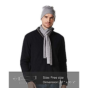 EURKEA 100% Merino Wool Winter Soft and Cozy Scarf for Men, Medium Grey, Free Size
