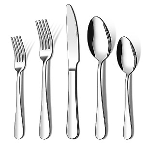 Silverware Set, ENLOY 20 Pieces Stainless Steel Flatware Cutlery Set, Include Knife Fork Spoon, Mirror Polished, Dishwasher Safe, Service for 4