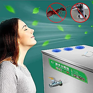 Commercial Grease Trap, Stainless Steel Grease Trap Interceptor, with Removable Baffles Waste Oil-Water Separator Under Sink Grease Trap, for Kitchen, Restaurants, Coffee Shops