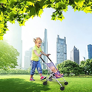 Anivia Baby Doll Collection Doll Stroller Heart Design Gifts for Toddlers and Girls Foldable Doll Stroller