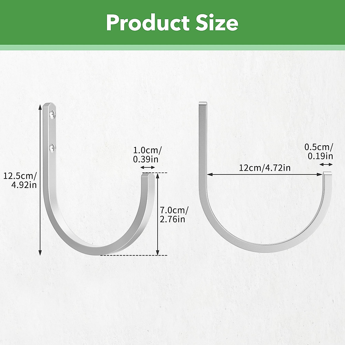 Garden Hose Holder Wall Mount - Heavy-Duty Aluminum Hose Hanger for Outside, Durable Wall-Mounted Hose Holder for Garden & Outdoor Use 8 Hooks, Silver