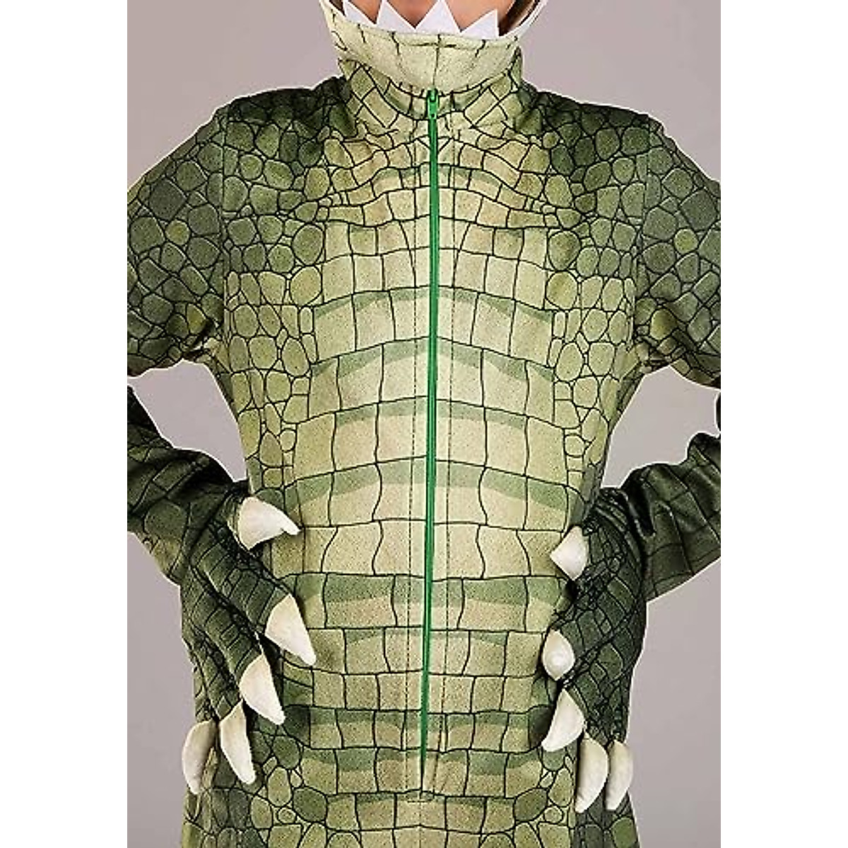 Kids Dangerous Alligator Costume Boys, Green Reptile Hooded Jumpsuit Halloween Outfit Small