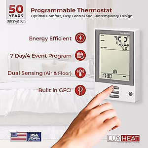 LuxHeat 30 Sqft Mat Kit, 120v Electric Radiant Floor Heating System for Under tile, Stone and Laminate. Kit Includes Alarm, Heated Floor Mat, OJ Microline Programmable Thermostat with GFCI & Sensor