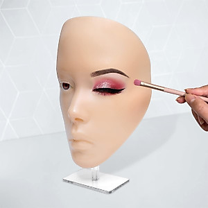 ZTBBRA Makeup Practice Kit, Reusable Silicone Makeup Practice Face/Makeup Mannequin Face, Come with Makeup Brushes Set&Dual head Eyebrow Pencils&Eyeliners&a Pair of Eyelashes&a Makeup Bag