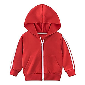 OdilMacy Unisex Toddler Baby Hooded Sweatshirts Casual Basic Zip up Hoodie Sweatshirt Coat for Boys Girls Red