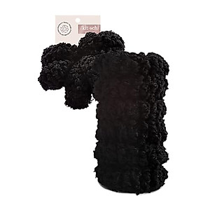Kitsch Organic Cotton Fluffy Scrunchies - Large Hair Accessories for Women and Girls | Hair Bands & Ponytail Holders, 6pc (Black)