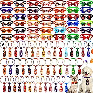 84 Pcs Holiday Dog Bow Ties Halloween Dog Ties Christmas Thanksgiving Bow Ties for Dogs Cats Assorted PET Bowtie Small PET Neckties Adjustable Dog Bow Tie Collar for Festival Decor Party Supplies