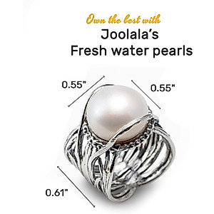 Joolala Solo Ring Cultured Pearl 925 Sterling Silver Ring Elegant and Stylish Design – Various Models – Gorgeous vintage Finish – Ideal Promise Ring, Engagement, Anniversary (9)